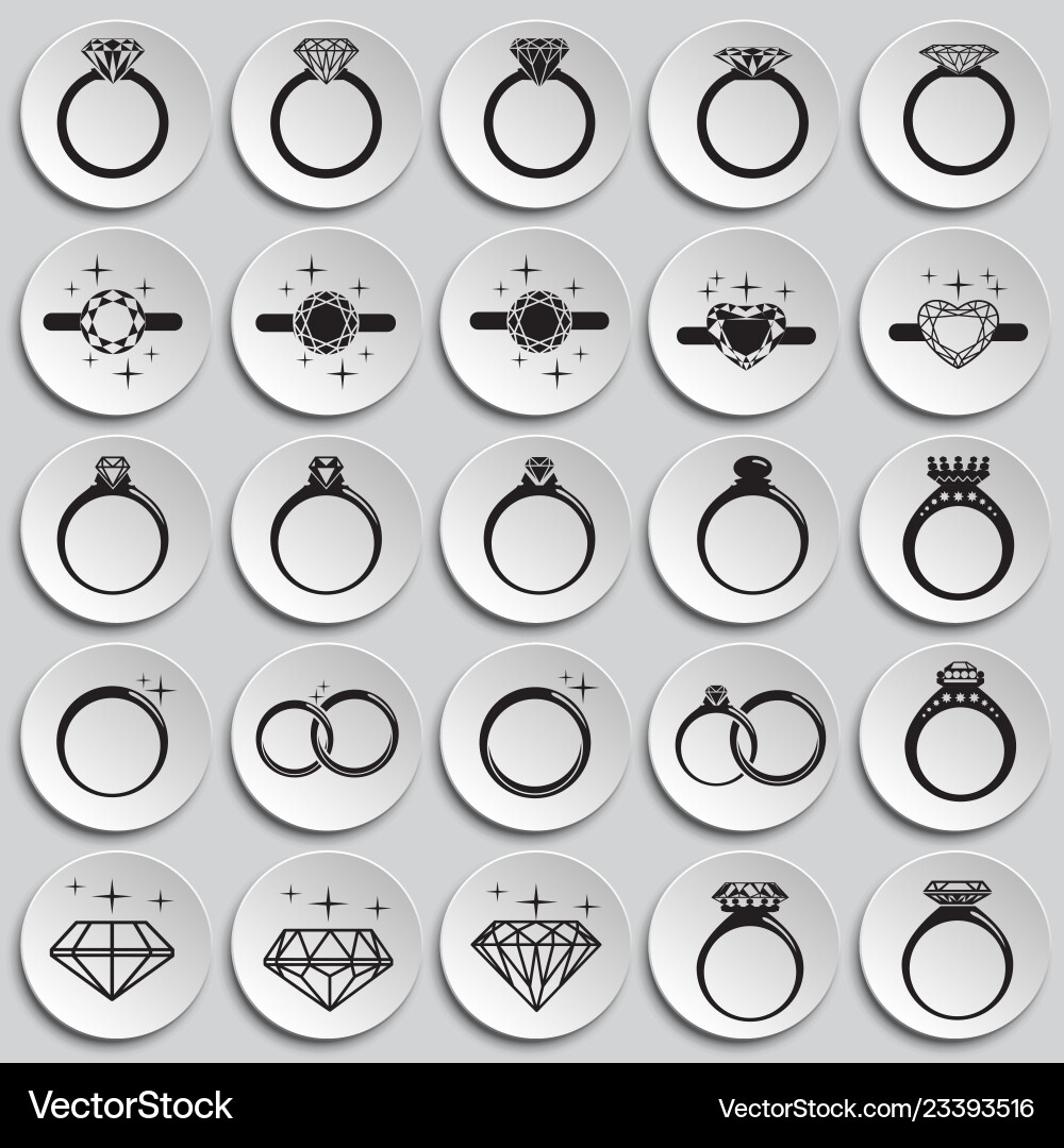 Rings icon set on plates background for graphic Vector Image
