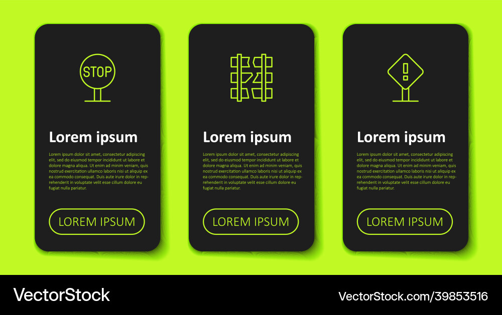 Set line stop sign broken or cracked railway Vector Image