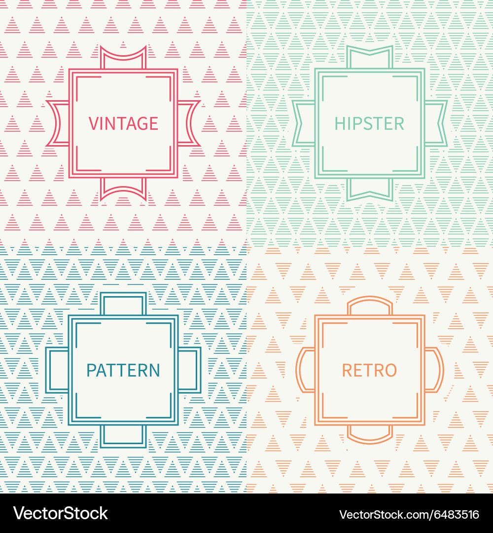 Set of mono line polygon hipster seamless pattern Vector Image