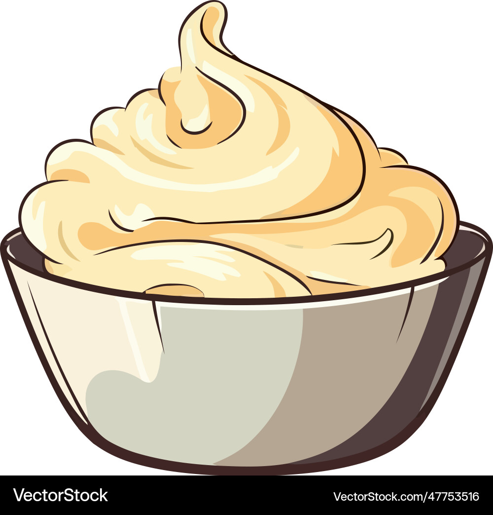 Whipped cream in a bowl icon Royalty Free Vector Image