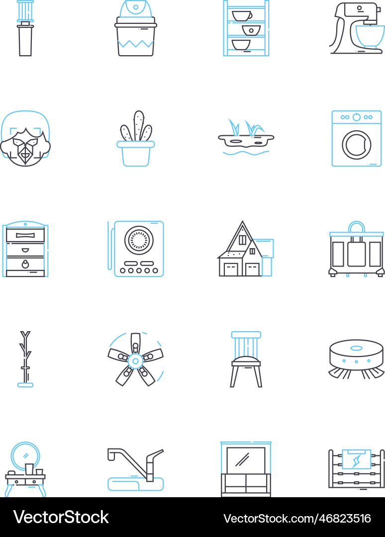 Window treatments linear icons set blinds Vector Image