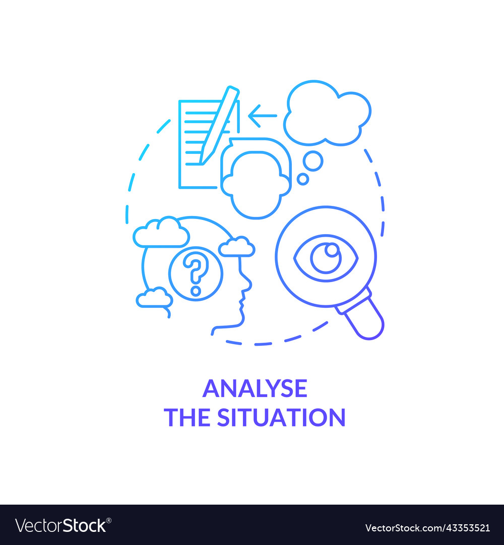 Analyse situation blue gradient concept icon Vector Image