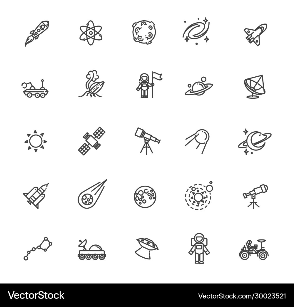 Astronomy astrology and space line icons Vector Image