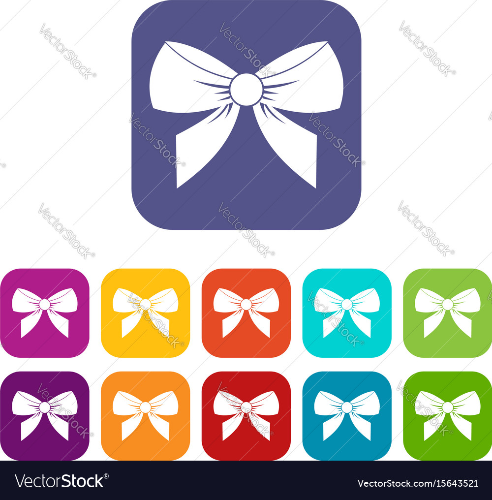 Bow icons set flat Royalty Free Vector Image - VectorStock