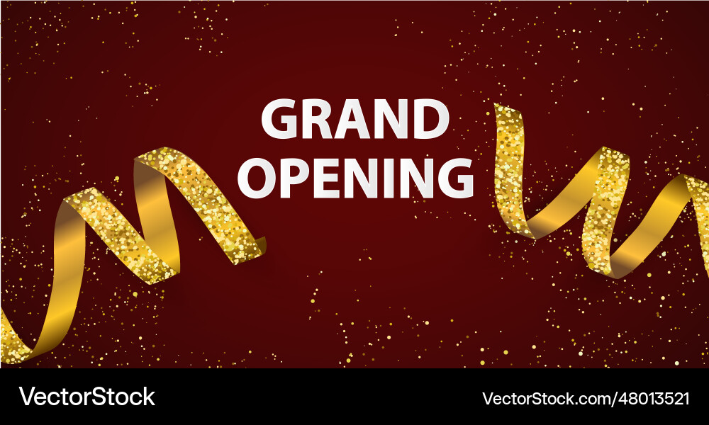 Celebration grand opening banner with gold Vector Image