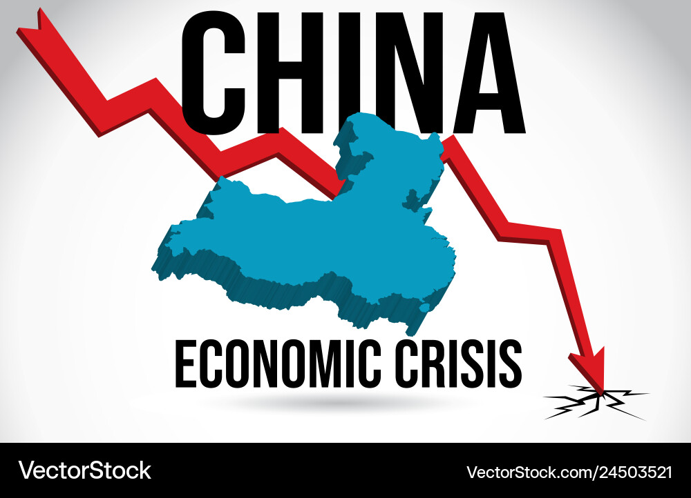 China map financial crisis economic collapse Vector Image