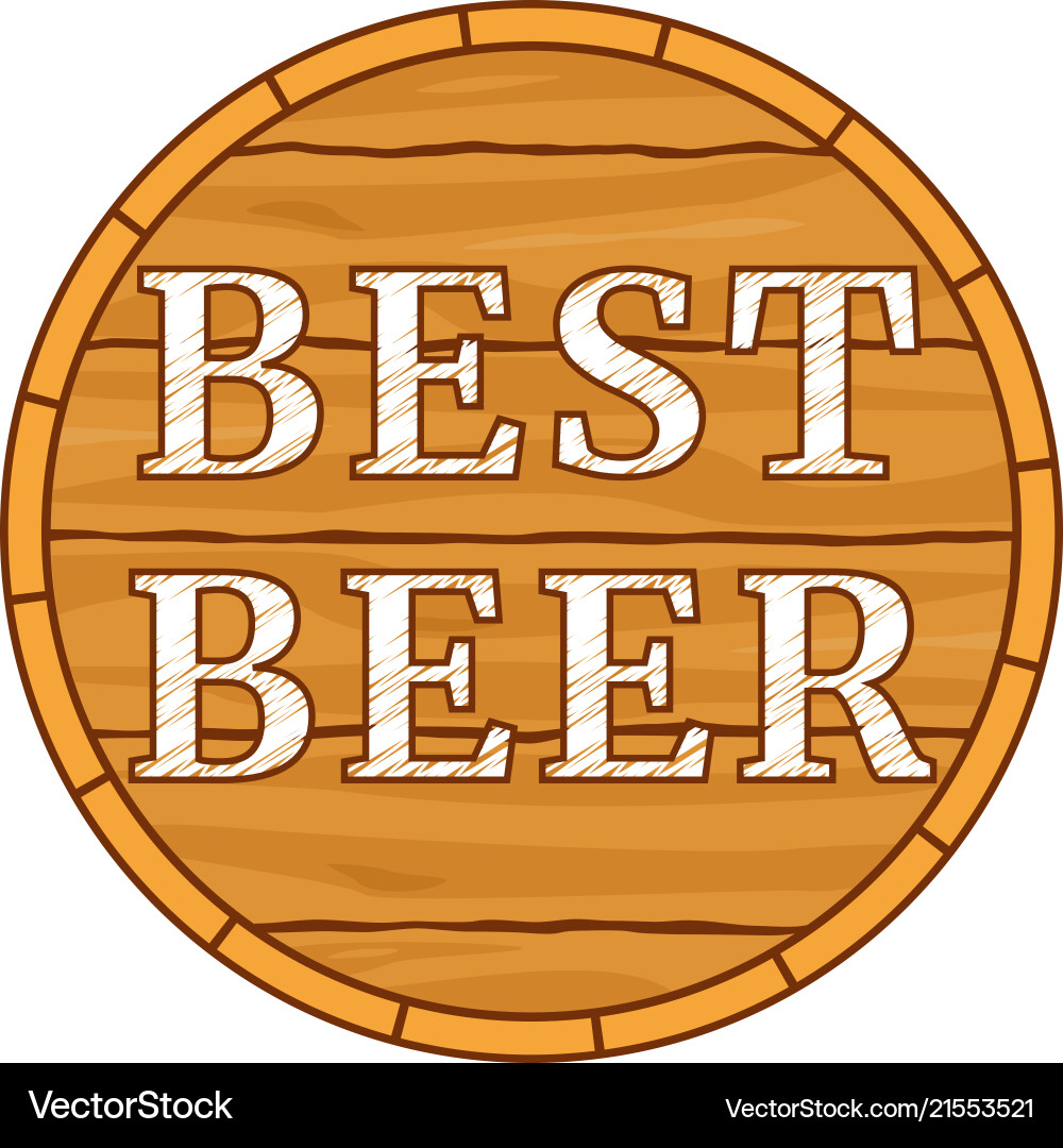 Colorful carton best beer text on barrel Vector Image