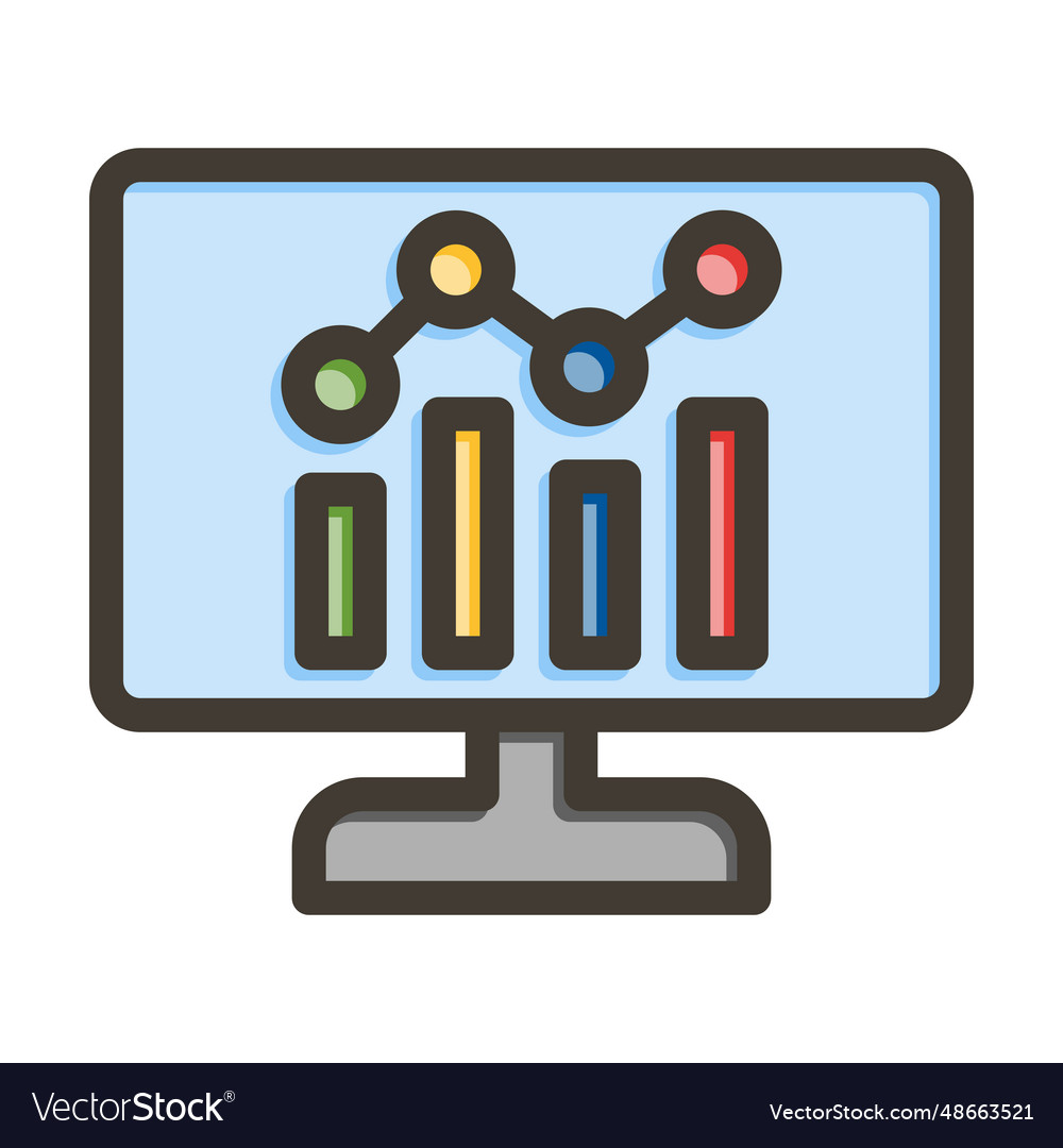 Data analysis thick line filled colors icon Vector Image