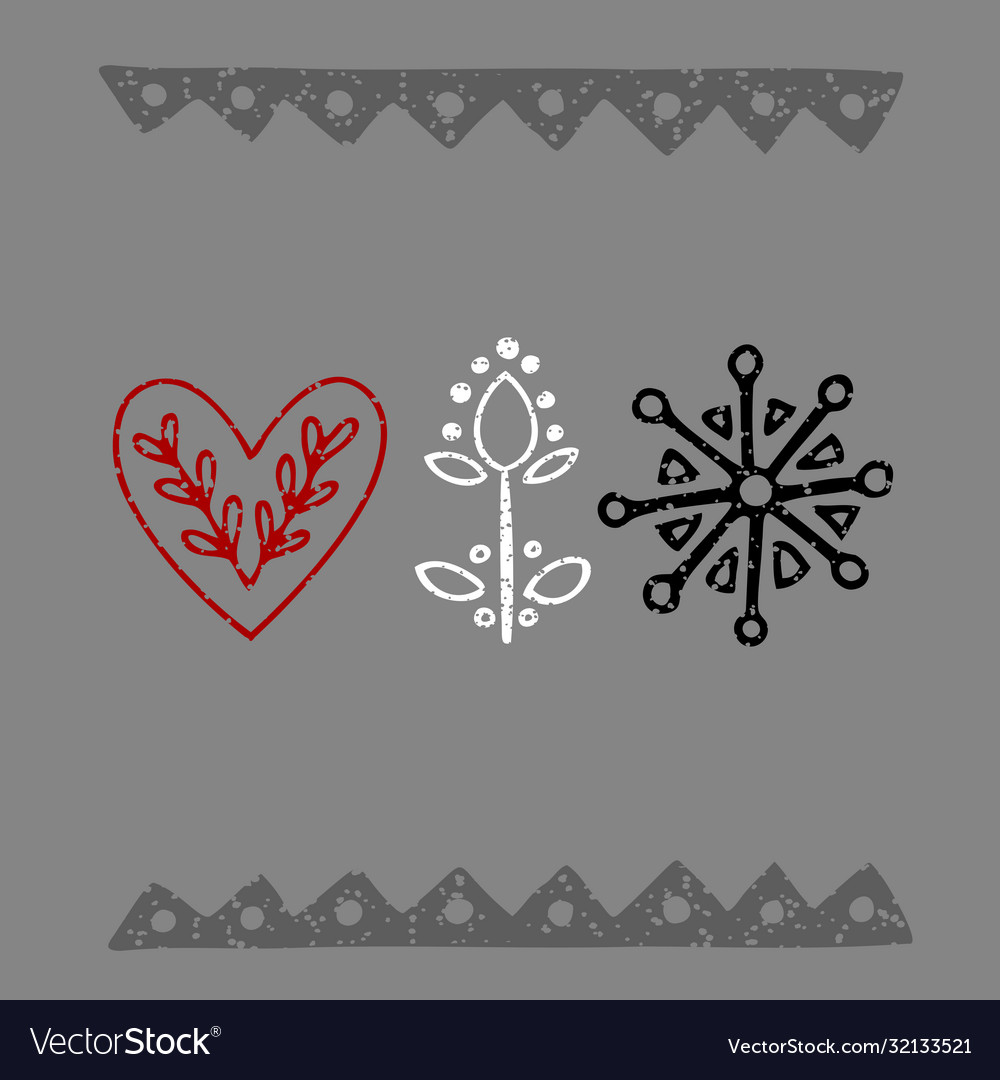 Finnish inspired long folk elements Royalty Free Vector