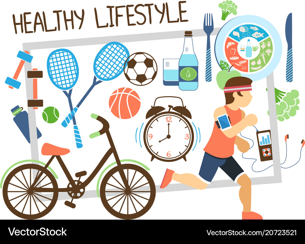Flat active lifestyle composition Royalty Free Vector Image
