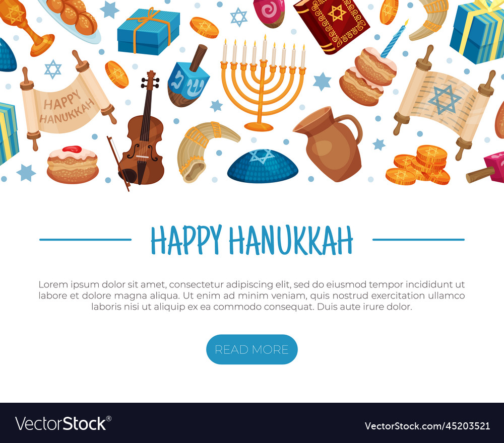 Happy hanukkah banner with traditional jewish Vector Image