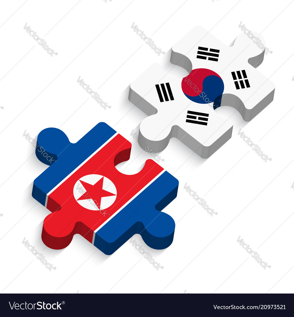 Jigsaw of south korea and north Royalty Free Vector Image