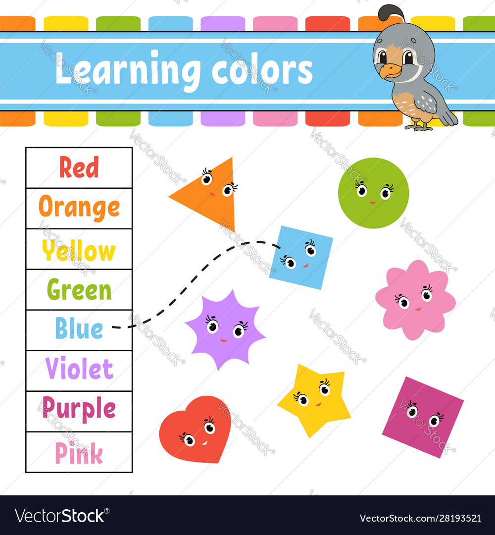 Learning colors education developing worksheet Vector Image