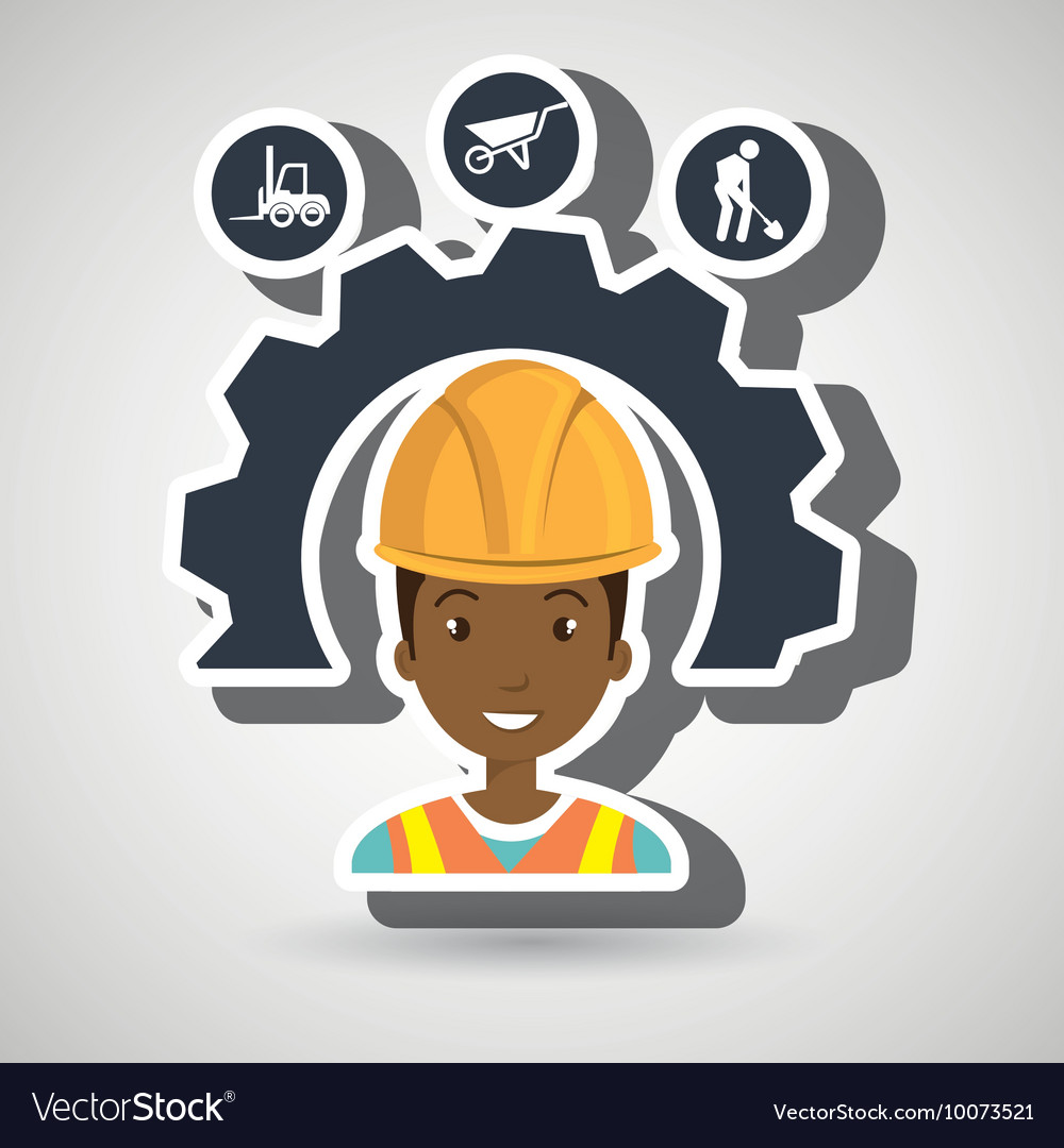 Man construction tool gears Royalty Free Vector Image