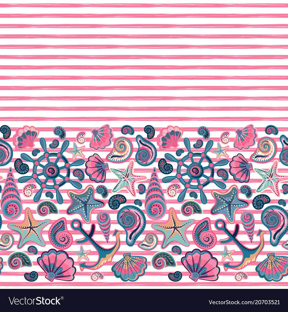 Seamless pattern seashells and marine Royalty Free Vector