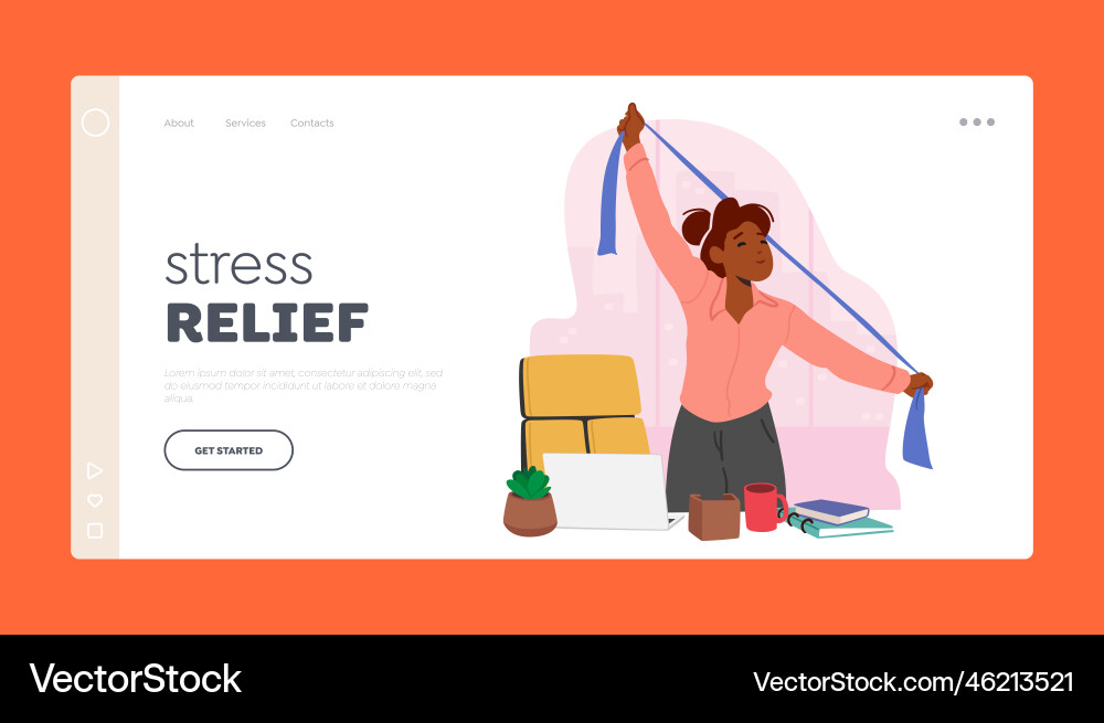 Stress relief landing page template female Vector Image