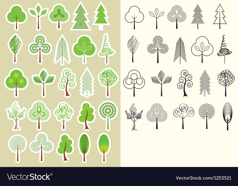 Trees collection Royalty Free Vector Image - VectorStock