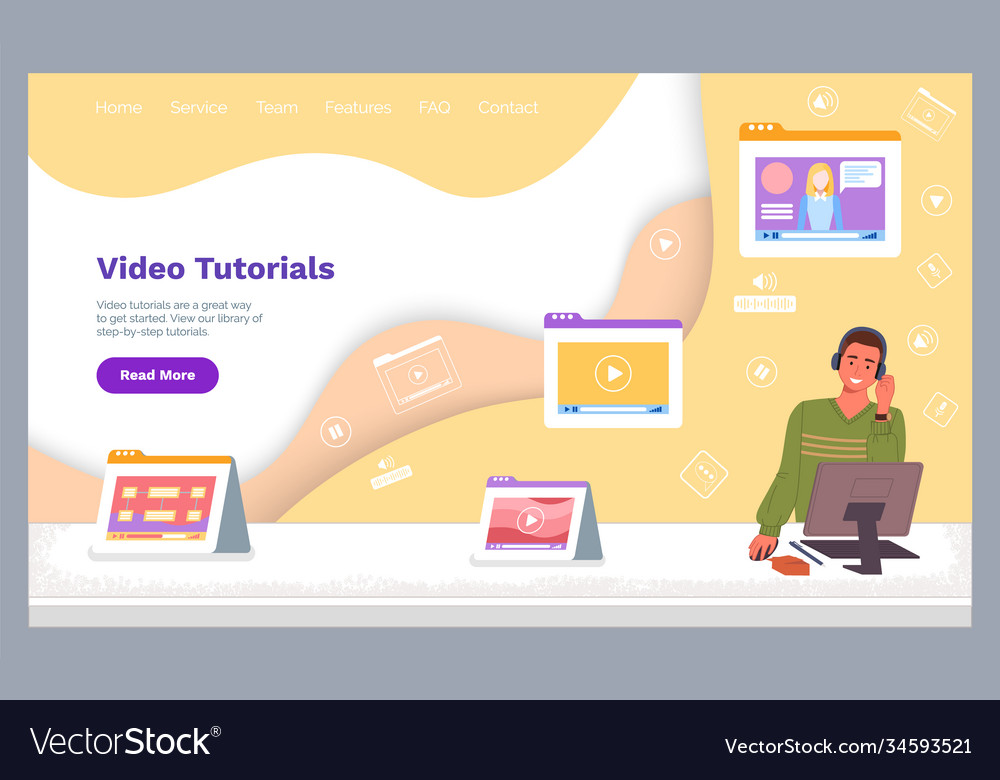Video tutorials web site set online webinar Vector Image