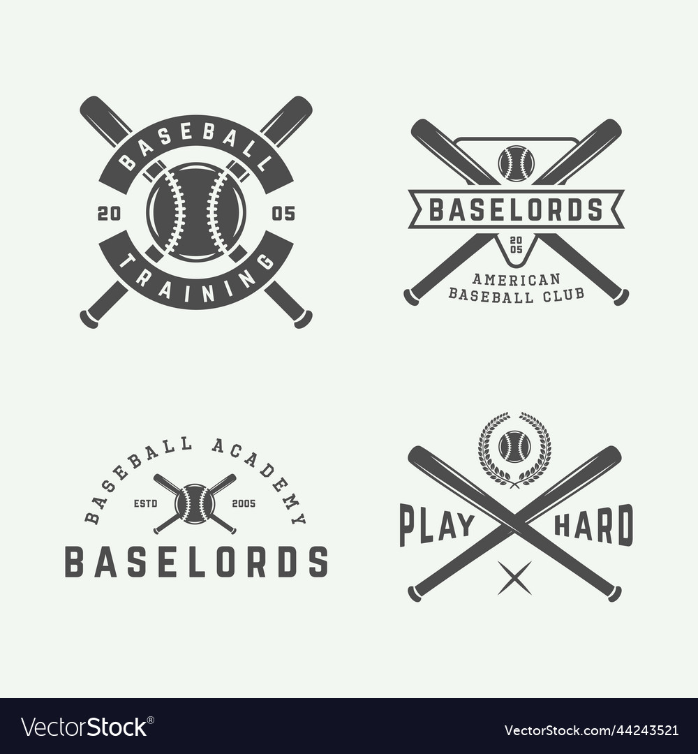 Vintage baseball logos emblems badges and design Vector Image