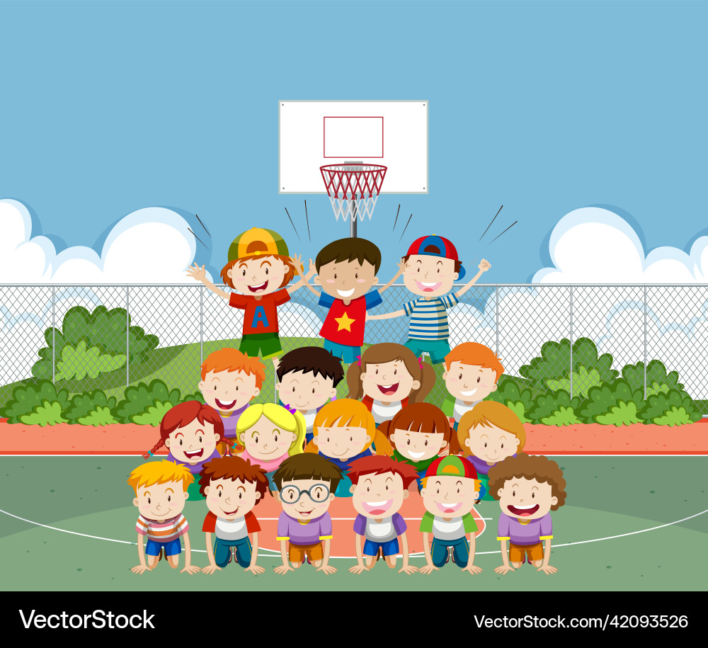 Big group of children Royalty Free Vector Image