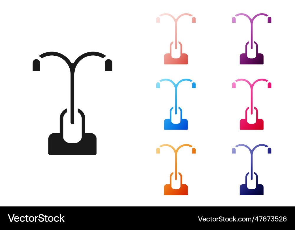 Black street light system icon isolated on white Vector Image