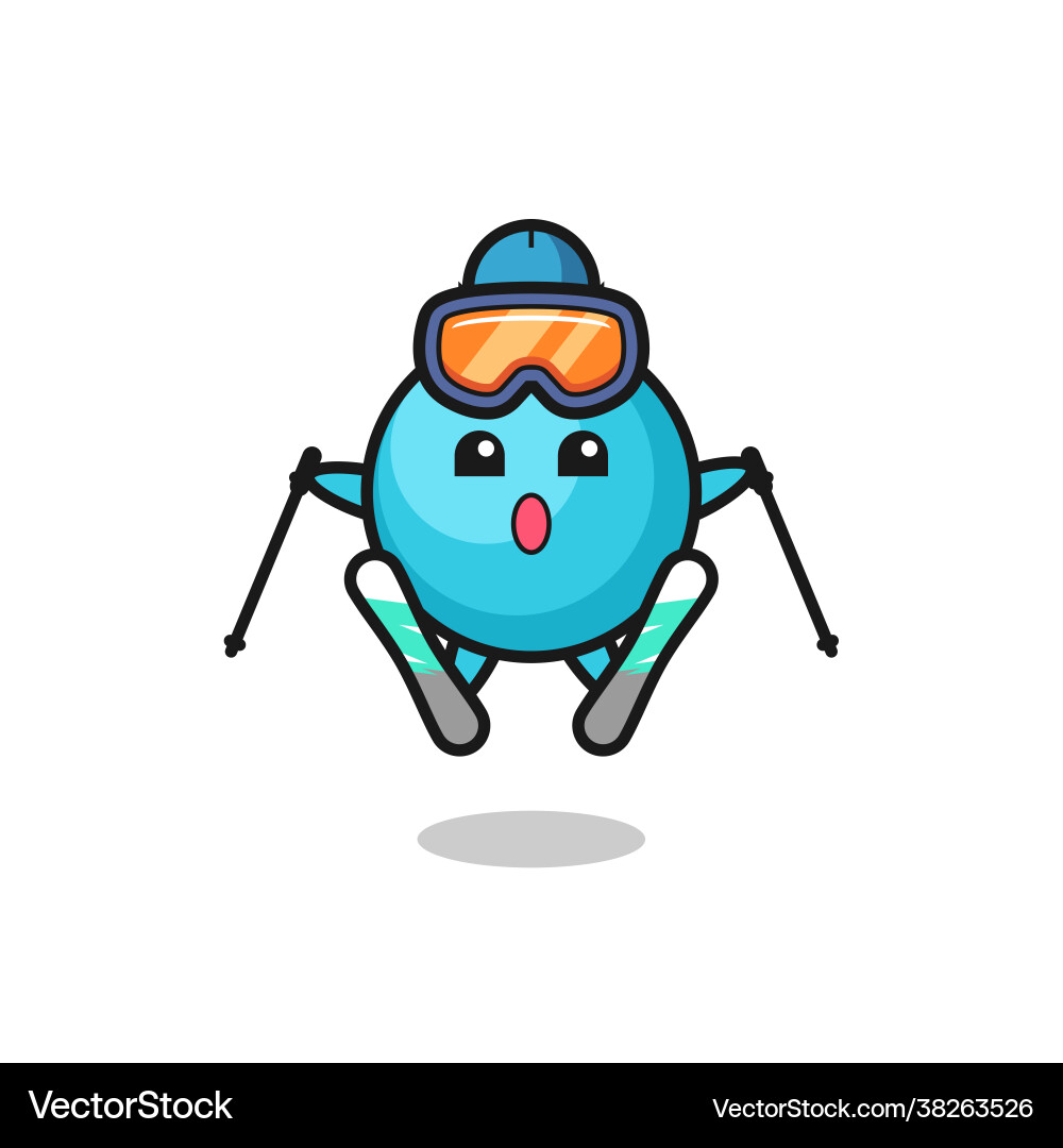 Blueberry mascot character as a ski player Vector Image