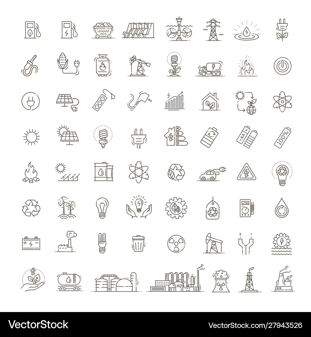 Collection icons electric power Royalty Free Vector Image
