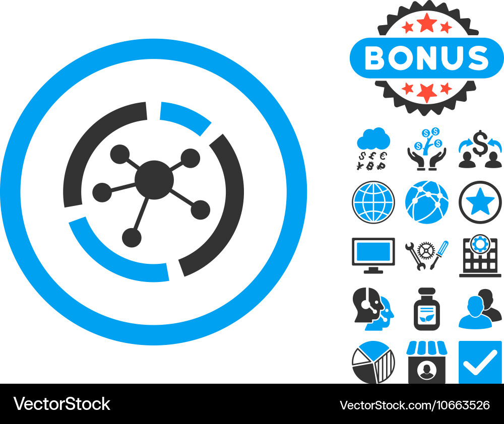 Connections diagram flat icon with bonus Vector Image