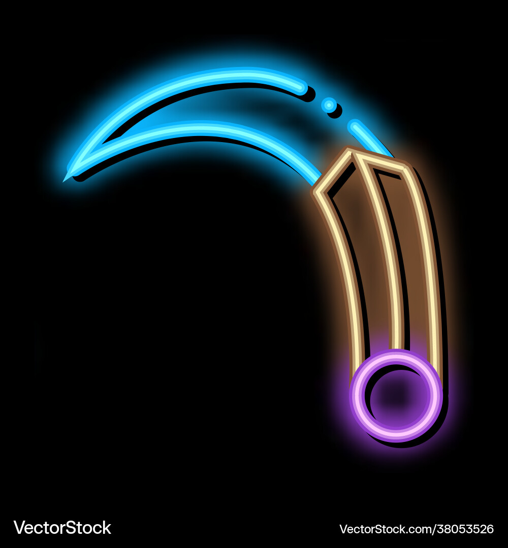 Curved knife neon glow icon Royalty Free Vector Image