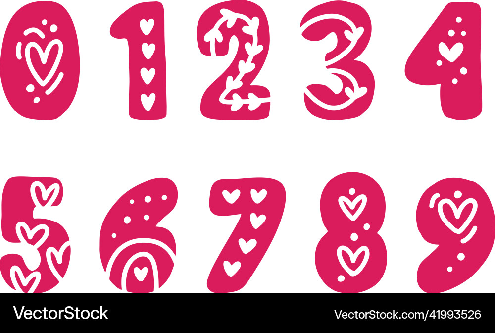 Decorative red numbers love valentine day Vector Image
