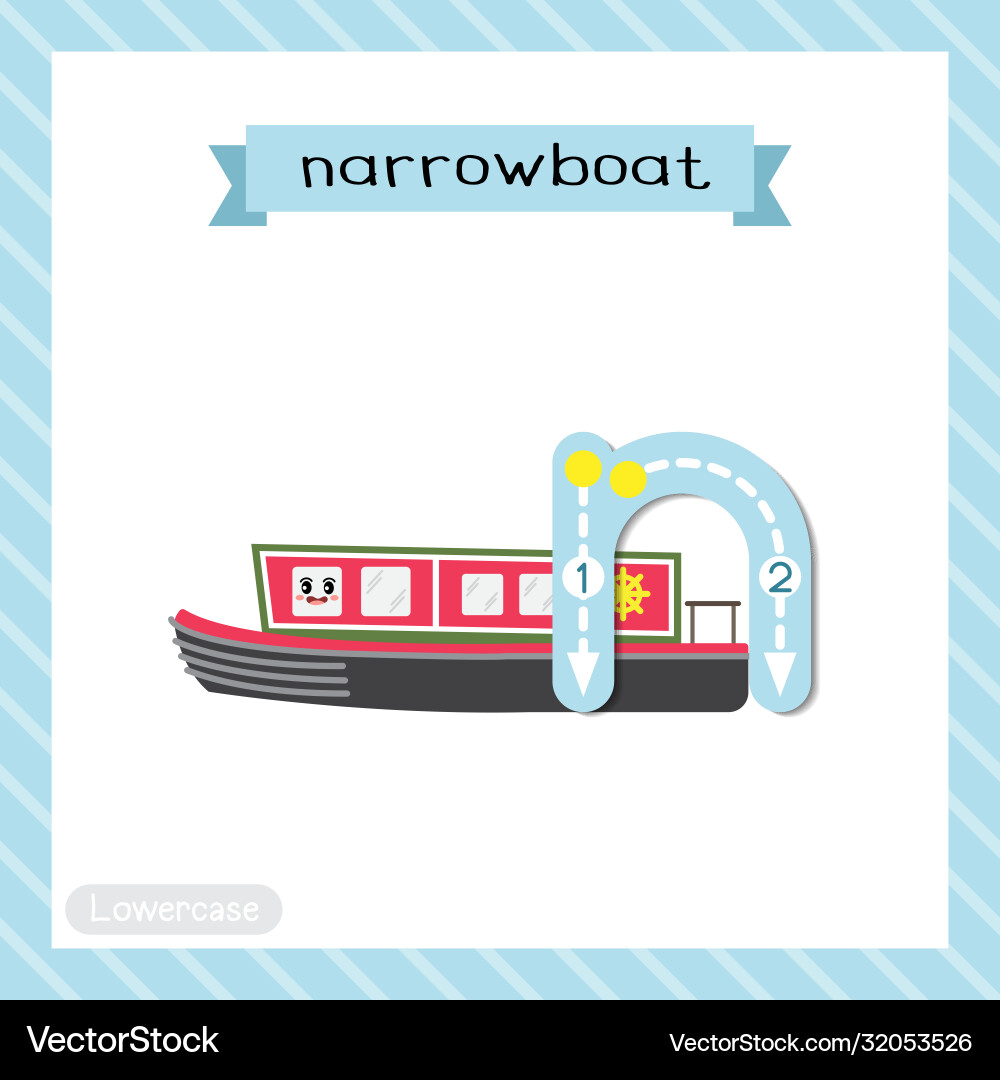 Etter n lowercase tracing narrowboat Royalty Free Vector