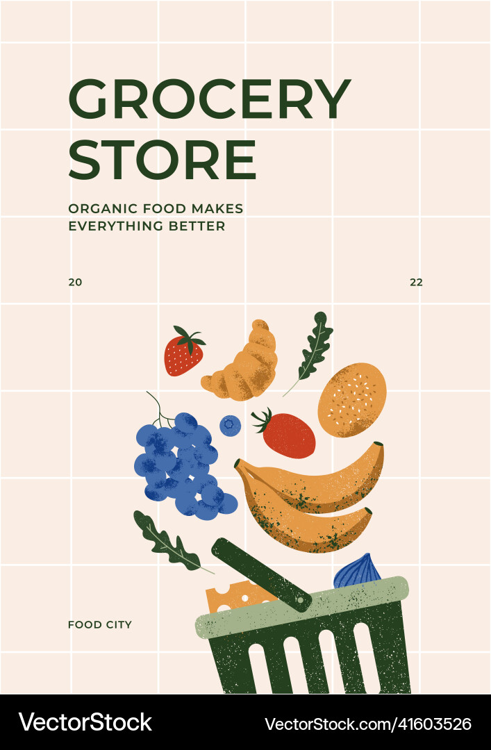 Grocery store design template with fresh organic Vector Image