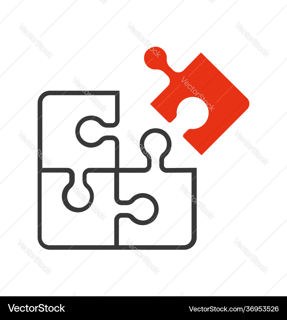 Puzzle icon with red puzzle in trendy flat Vector Image