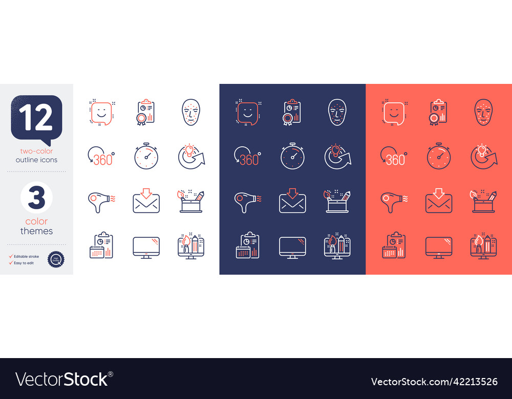 Set of creativity concept timer and report line Vector Image Set of creativity concept timer and report line Vector Image