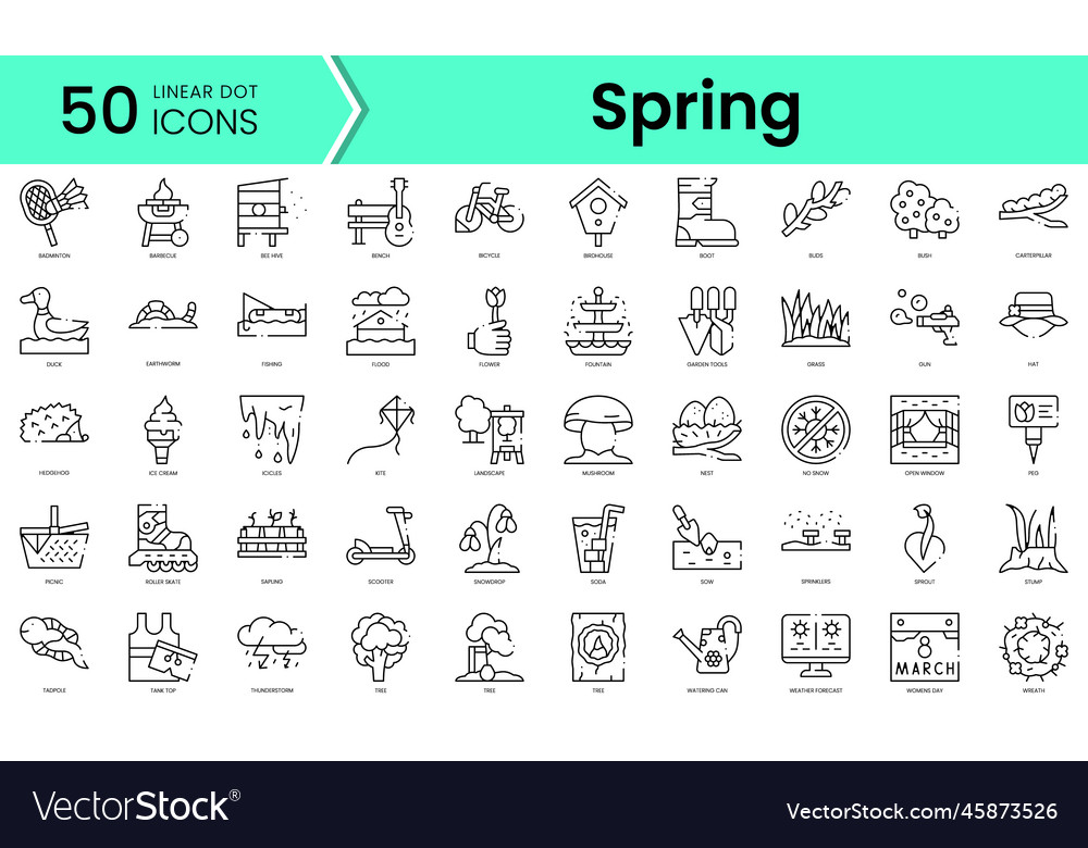 Set of spring icons line art style icons bundle Vector Image