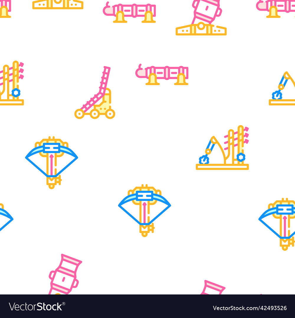 Siege engine catapult seamless pattern Royalty Free Vector