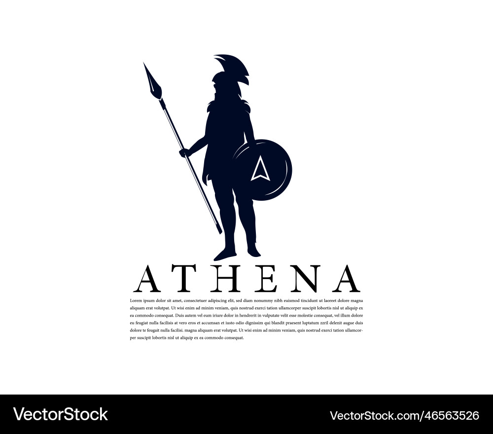 Silhouette of athena minerva with shield Vector Image