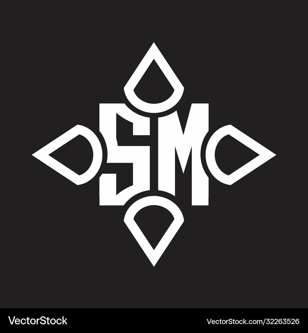 Sm logo monogram with four cone rounded Royalty Free Vector