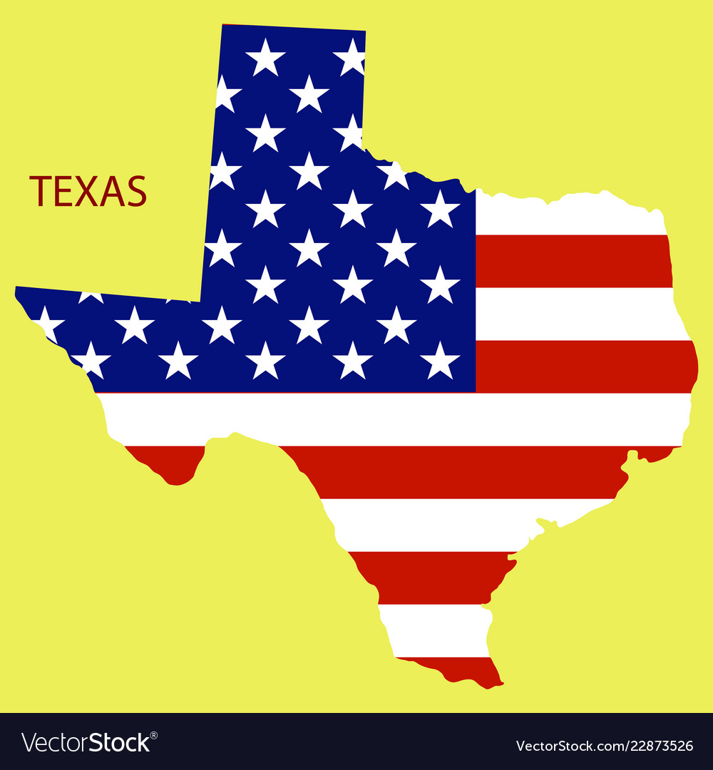 Texas state of america with map flag print Vector Image
