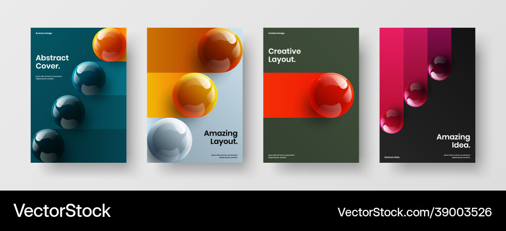 Unique book cover a4 design collection bright 3d Vector Image