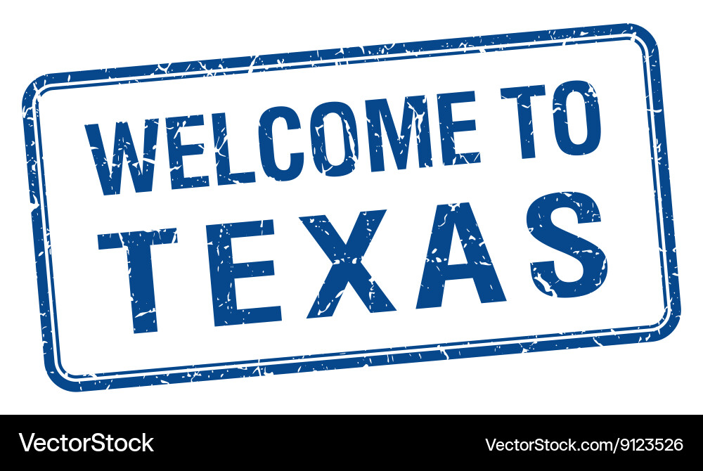 Welcome to texas blue grunge square stamp Vector Image