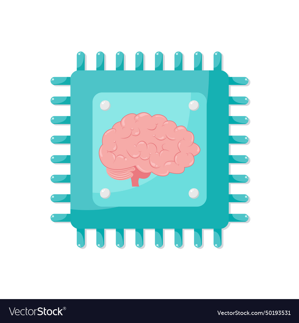 Artificial intelligence brain cpu chip Royalty Free Vector