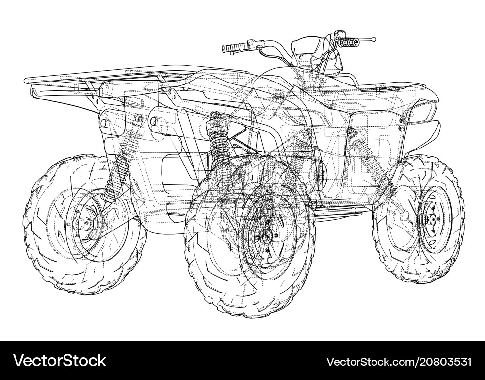 Atv quadbike concept outline Royalty Free Vector Image