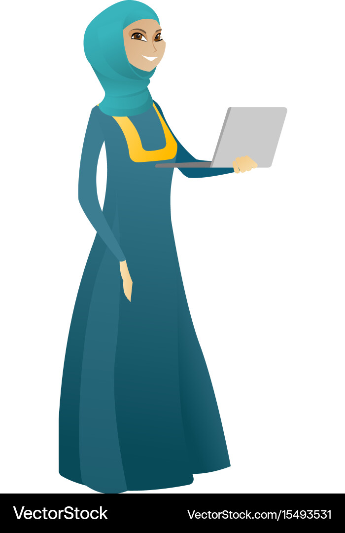 Business woman using laptop Royalty Free Vector Image