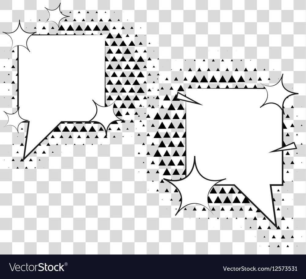 Comic speech bubbles with halftone triangles Vector Image