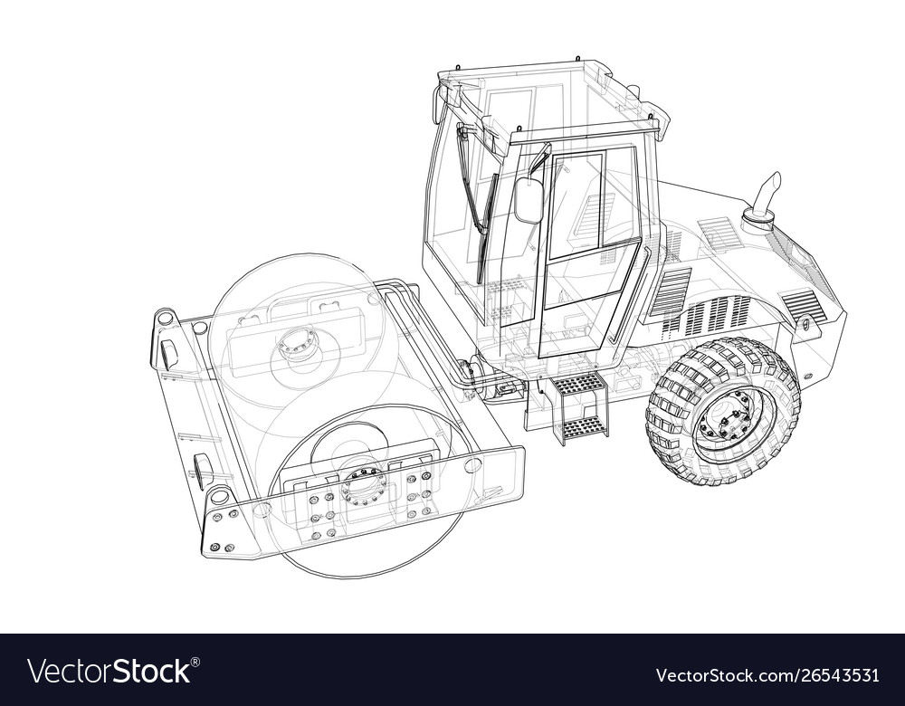 Construction machine asphalt compactor Royalty Free Vector