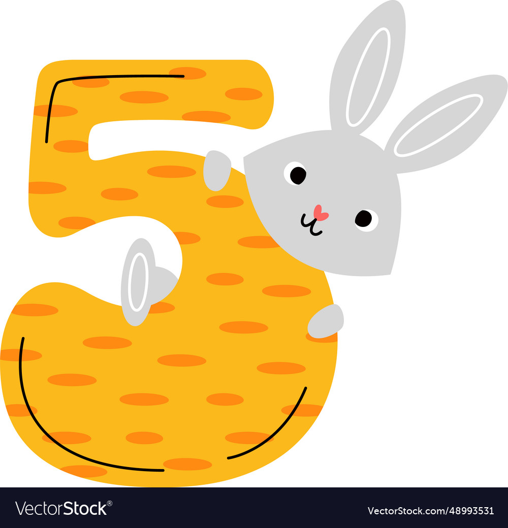 Five digit with rabbit Royalty Free Vector Image