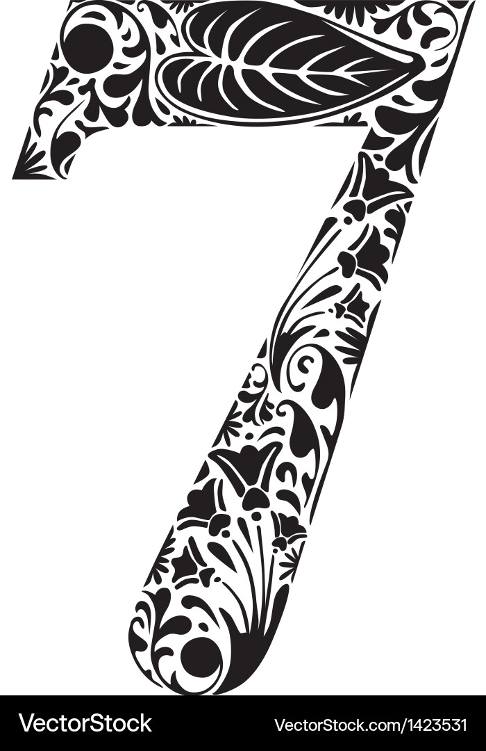 Floral seven Royalty Free Vector Image - VectorStock