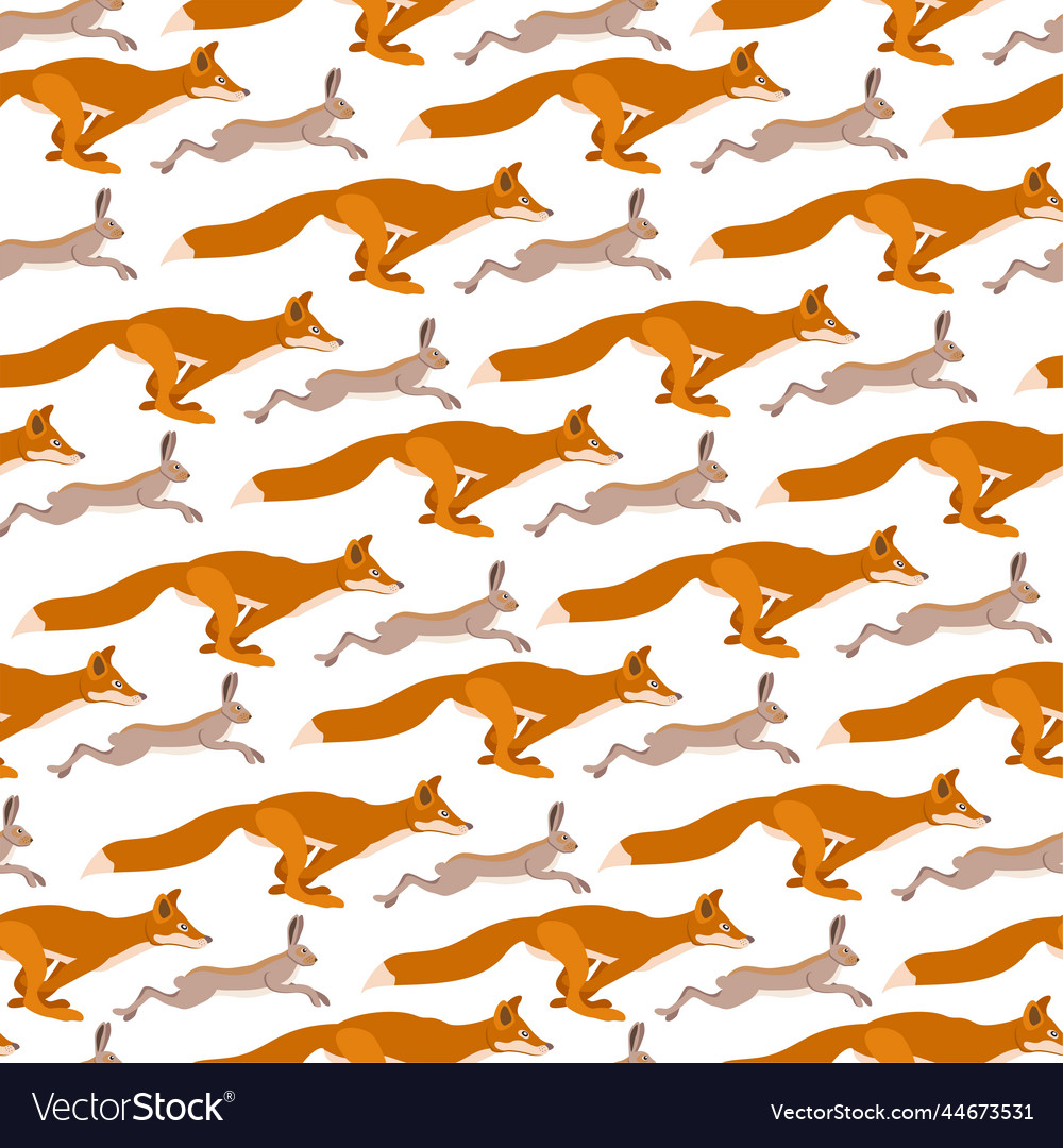 Fox and hare pattern Royalty Free Vector Image
