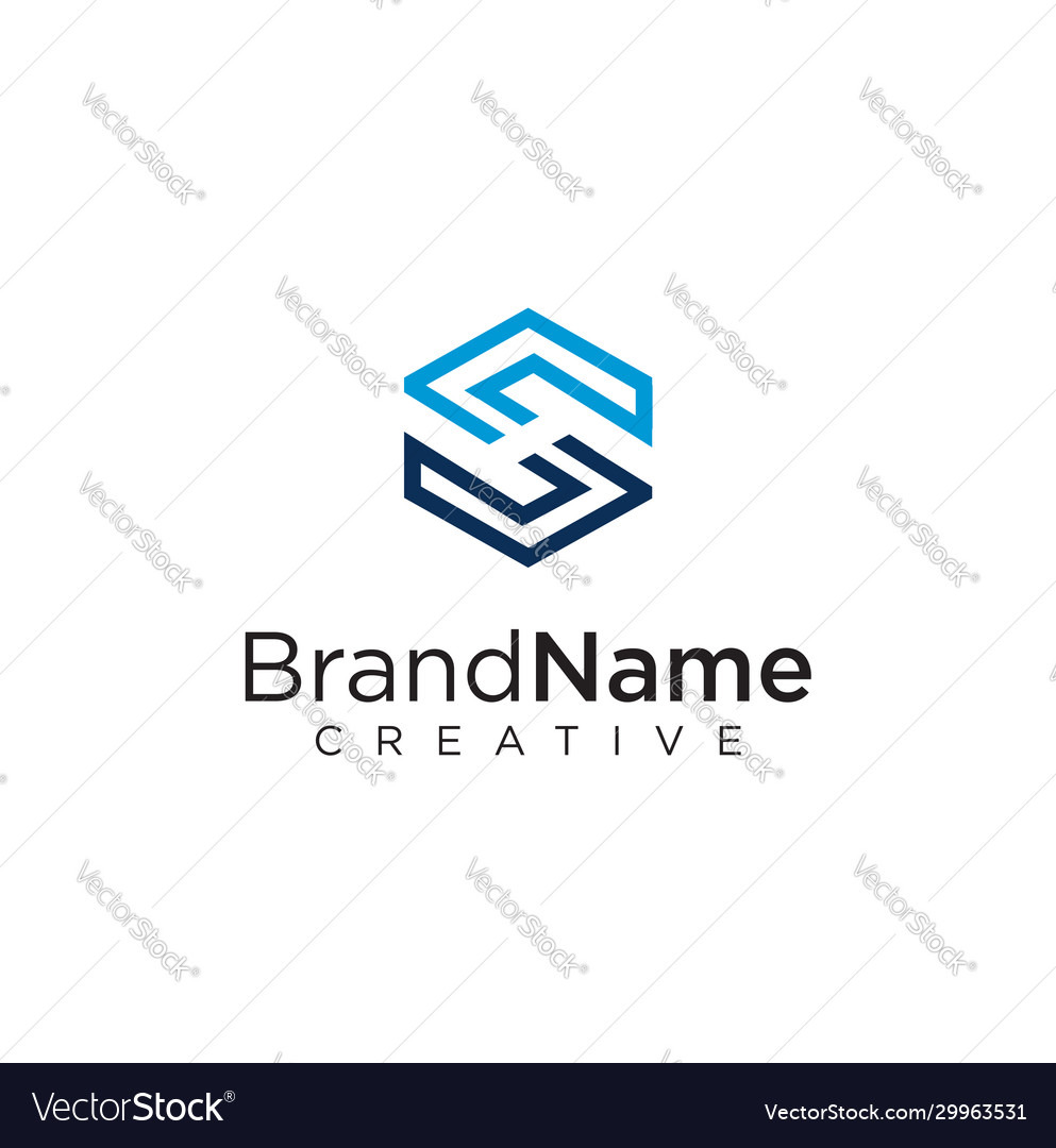 Hexagon letter s logo line design stock Royalty Free Vector